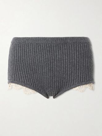 Magda Butrym Short En Cachemire &Agrave; Finitions En Crochet - Gris