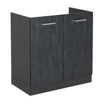 Vicco Sp&uuml;lenunterschrank R-Line, Schwarz Beton, 80 cm AP Anthrazit, Vicco