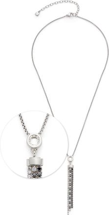 Leonardo Halskette Atura, kurze Kette aus silberfarbenem Edelstahl, klare und schwarze Zirkonia Steinchen auf drei beweglichen Strängen, 42-47 cm Länge, Schmuc