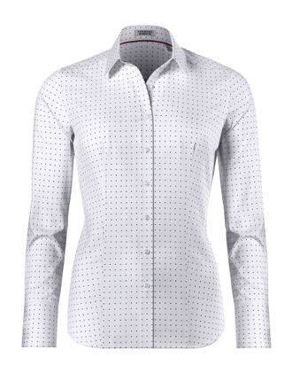 Vincenzo Boretti Bluse, modern-fit/leicht tailliert, Hemdkragen, gepunktet - bügelleicht weiß/dunkelblau 38