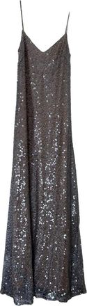 Galvan Silver Sequin Evening Dress Size M