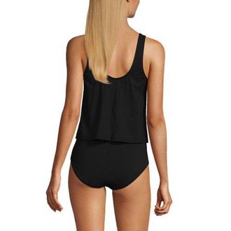 Lands End Badeanzug in Tankini-Optik chlorresistent, Damen, Größe:32-34 regular, Schwarz, Elasthan/Nylon-Mischung, by Lands End