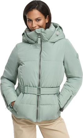 Marikoo Damen Winterjacke (XS-XXL) - gesteppt, mit Kapuze, Taillengürtel - N055 - SmokeyMint Größe M - Gr.M