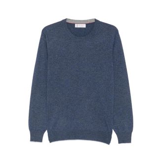 Brunello Cucinelli Kaschmir Pullover mit Rundhalsausschnitt - - Knitwear - Herren - Blau - 2XL