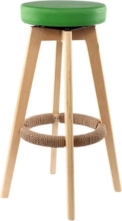 Generic Barhocker aus Massivholz, um 360 Grad drehbar, Stuhl mit handgefertigtem Hanfseil, ergonomischer Sitz