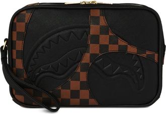 Sprayground Jetstream shark-embossed checkerboard wash bag - Schwarz