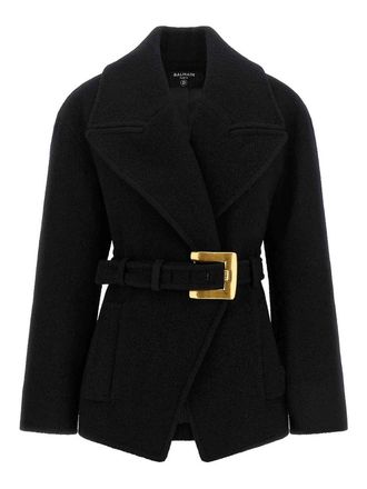 Balmain Kurzer Mantel - Schwarz
