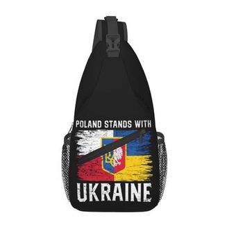 Generic Pologne Drapeau Polonais Ukrainien Sac Poitrine L&eacute;ger Sacs &Agrave; Dos Multifonctionnel Sac Banane Pour Homme Camping Randonn&eacute;e