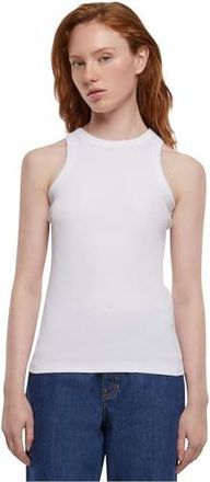 Urban Classics Ladies Racer Back Rib Top Femme Top Blanc S 95% Coton, 5% Élasthanne Slim Fit
