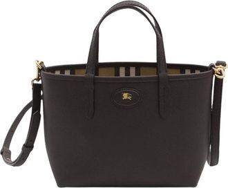 Burberry Femme, Sacs, Brun, Taille: ONE Size Sac fourre-tout en cuir avec doublure imprim&eacute;e Horseferry