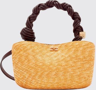 Ganni Mini sac &agrave; main Bou en raphia avec anse tress&eacute;e et bandouli&egrave;re