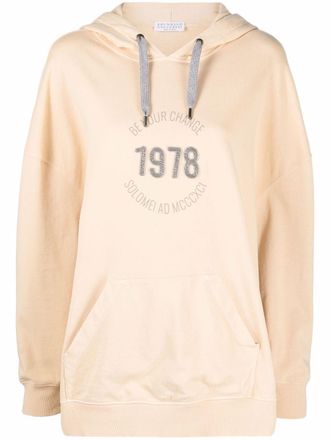 Brunello Cucinelli Hoodie mit Logo-Print - Gelb