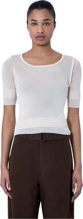 Christophe Lemaire Femme, Pulls, Beige, Taille: 38 FR Sheer Knit Top