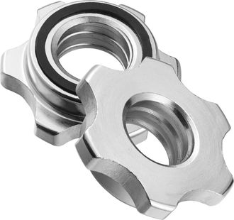 Garneck 2 x Standard-Hantel-Spin-Lock-, Schraubklemmen, Anti-Rutsch-Spin-Lock- f&uuml;r Gewichtheben, 2,5 cm (Silber) (St&uuml;ck)