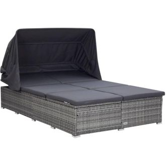 vidaXL Vidaxl - Transat &agrave; 2 places avec coussin R&eacute;sine tress&eacute;e Gris