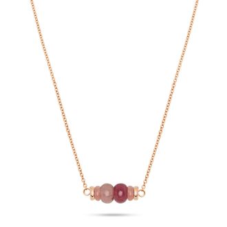 Tamaris Necklace - Kette mit bunten Natursteinen aus Edelstahl - IP Ros&eacute;gold - Rolokette verstellbar bis 45 cm - wasserfest & hautfreundlich