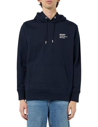 GANT Script Graphic Sweat Hoodie Sweatshirt &agrave; Capuche, Bleu Nuit, M Homme