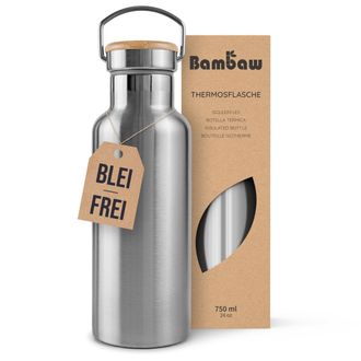 Bambaw Edelstahl Trinkflasche 750 ml | Isolierte Thermosflasche f&uuml;r Sport, B&uuml;ro, Schule, Outdoor | Auslaufsicher & ohne Plastik | Langlebige Wasserflasche f&uuml;
