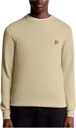 Lyle & Scott Homme, Pulls, Beige, Taille: M Pull Ras du Cou en Coton M&eacute;rinos