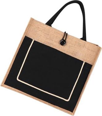 BESPORTBLE Cabas R&eacute;utilisable Toile de Jute Vintage Capacit&eacute; &agrave; Main L&eacute;ger et Portable pour Courses Plage Pique- et Voyages et Confortable pour Femmes