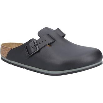 Birkenstock Boston Pro Sabots en cuir &eacute;dition limit&eacute;e - Chaussures en cuir de qualit&eacute; sup&eacute;rieure avec semelle anatomique, Noir, 42 EU