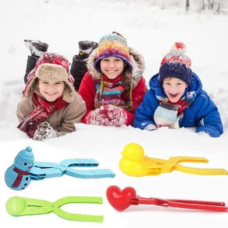 CHICIRIS Winter-Schneeball-Maker-Spielzeug, Kugelförmiges Kunststoffwerkzeug, Lustiges Herz-Enten-Schneemann-Design für und Sandspiel Am Strand (A)