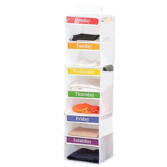 Generic Kinderkleidung Weekly Organizer - Hanging Closet Rack, tägliche Kleidung, 6 -stufige wöchentliche Kleidungsorganisatorin, drei Taschen funktionaler Sc