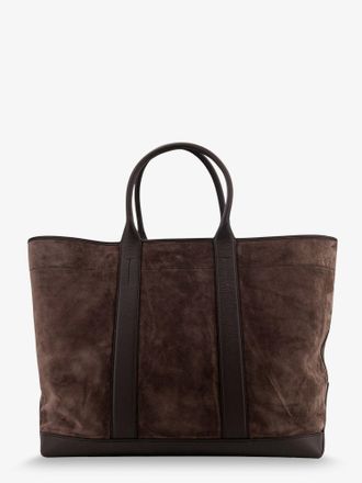 Tom Ford Mens Tote Bag Suede Brown Leather