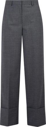 ottod'Ame Femme, Pantalons, Gris, Taille: 38 FR Pantalon Large en M&eacute;lange de Laine