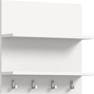 ebuy24 Ebuy24 - ProjektX Wandgarderobe 4 Haken 2 Regale weiß Hochglanz