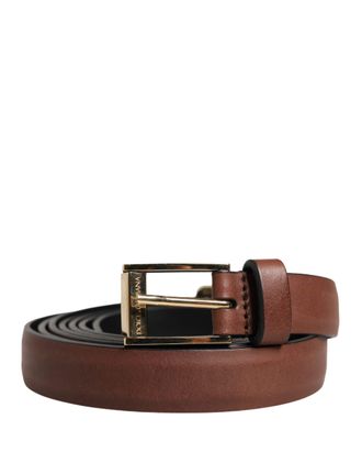 Dolce & Gabbana Men Brown Leather Classic Metal Buckle Belt Calf