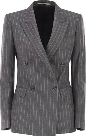 Tagliatore Femme, Vestes, Gris, Taille: 40 FR Double-Breasted Pinstripe Wool Blazer