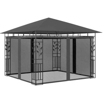vidaXL Vidaxl - Belv&eacute;d&egrave;re avec moustiquaire 3x3x2,73 m Anthracite 180 g/m&sup2;