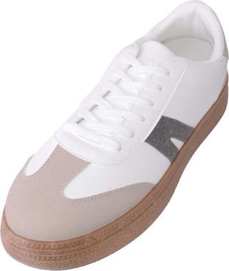 Absolute Footwear Baskets tendance décontractées à lacets pour femme, Blanc kaki., 39 EU