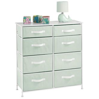 mDesign Kommode mit 8 Schubladen für Spielzeug und Kleidung - stabiler Schubladenschrank für das Kinderzimmer - Kleiderkommode aus Metall, Holz und Stoff - mi