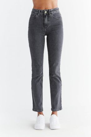 Evermind Damen vegan Jeans Straight Fit Aschgrau