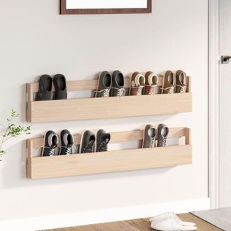 vidaXL Vidaxl - tag&egrave;res &agrave; chaussures murales 2 pcs 110x9x23 cm Pin massif