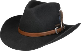 Stetson Limington Westernhut Wollfilzhut Ledergarnitur Herren Winter schwarz XL (60-61 cm)