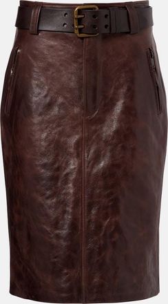 Saint Laurent Jupe crayon en cuir