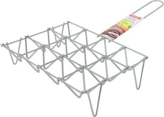 Algon Grillrost f&uuml;r Gem&uuml;se, 12 St&uuml;ck, Zink, 35 x 55 cm, Doppelgrill f&uuml;r Holzkohlegrill, tragbares BBQ-Zubeh&ouml;r und Churrasqueira