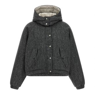 Brunello Cucinelli Gesteppte Tweed-Daunenjacke mit Karomuster - - Jackets - Damen - Grau - M