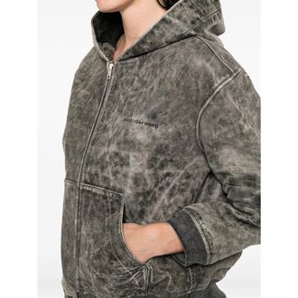 Alexander Wang Sheepskin-Trimmed Hooded Sweatshirt - Grey