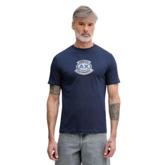 A|X Armani Exchange Homme, Tops, Bleu, Taille: S T-shirt en coton coupe droite