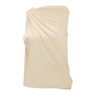 Rotate Rotate Birger Christensen, Femme, Blouses et Chemises, Beige, Taille: 40 FR Top sans Manches avec Drap&eacute; Lat&eacute;ral