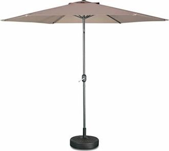 Alice's Garden Parasol droit rond &Oslash;300cm - Touquet Taupe - m&acirc;t central en aluminium orientable et manivelle douverture