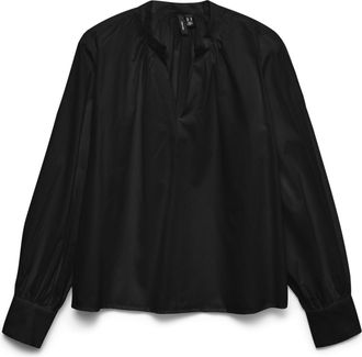 Vero Moda Damen Vmfanni Ls V-Neck Top WVN Ga Noos, Black, X-Large