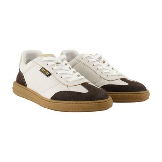 Versace Mens Leather Color-Block Sneaker White Lambskin