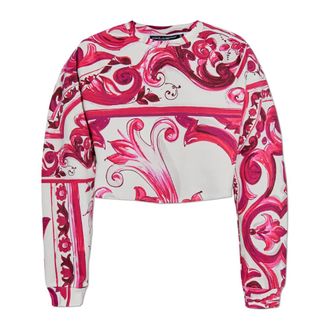 Dolce & Gabbana Kurzes T-Shirt mit Majolika-Muster - - Tops - Damen - Mehrfarbig - XS