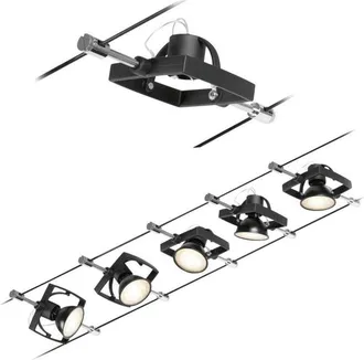 Paulmann 94434 Syst&egrave;me complet d&eacute;clairage sur c&acirc;ble GU5.3 noir (mat), chrome Y683652 - Paulmann