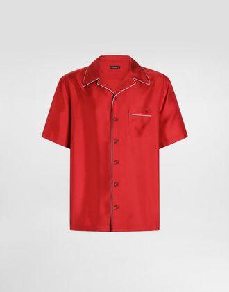 Dolce & Gabbana Hemd Hawaii Aus Seidentwill - Mann Hemden Rot 38